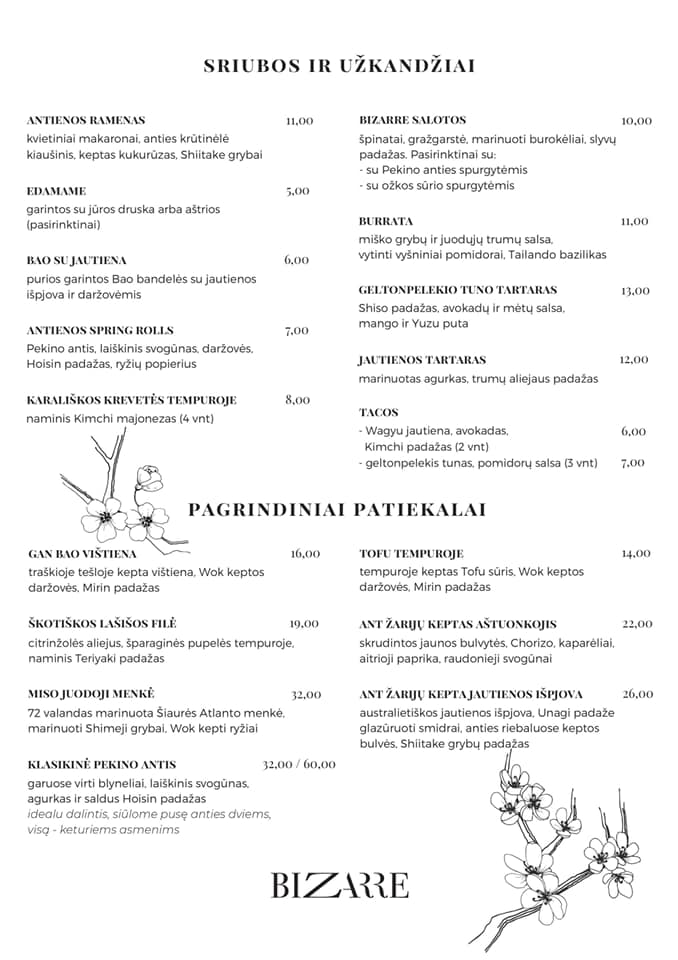 Bizarre Restaurant & Bar | MENIU